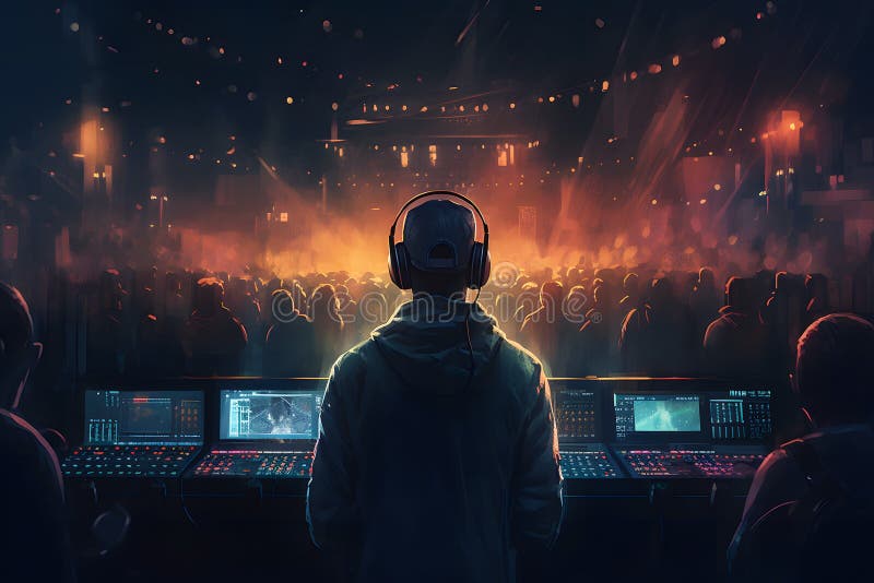 Dj in Front of Crowd. Neural Network AI Generated Stock Illustration ...