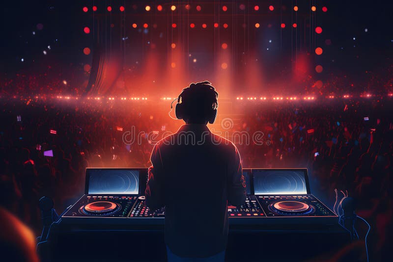 Dj in Front of Crowd. Neural Network AI Generated Stock Illustration ...