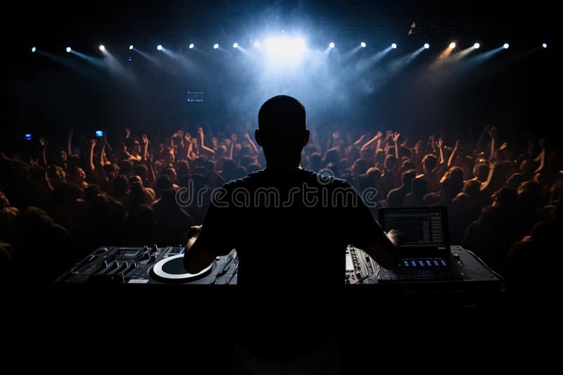 DJ in Front of a Large Crowd Stock Illustration - Illustration of front, music: 280236368