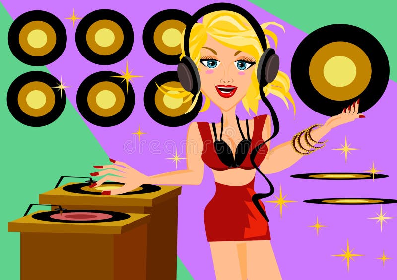 DJ girl stock illustration. Illustration of female, night - 51602059