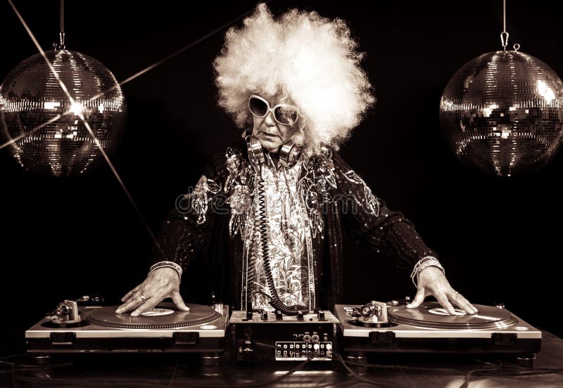 Dj grandma stock photo. Image of amazing, aged, gramophones - 94877100