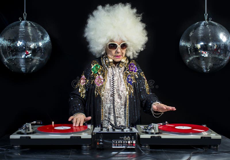 Senior dj stock image. Image of jockey, grandparent, lady - 5117775