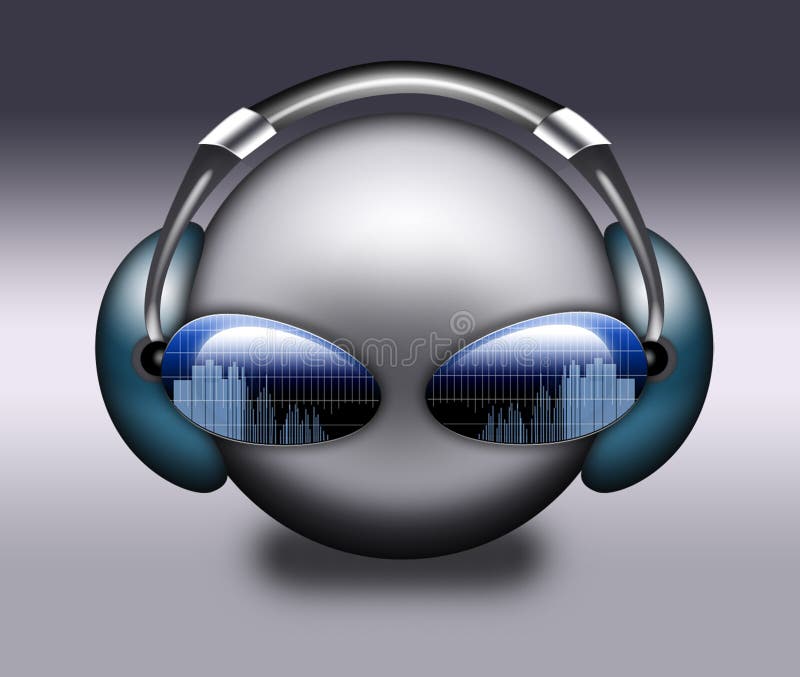 DJ grey symbol. stock illustration. Illustration of earphones - 34454332