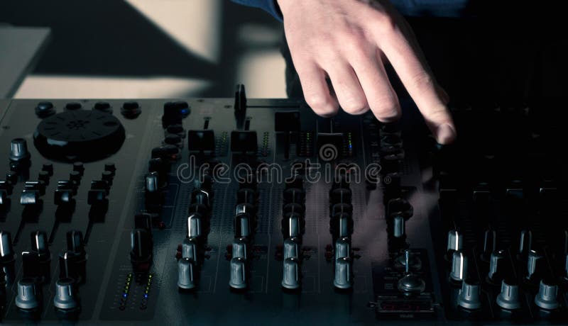 DJ Hand Mixing on Audio Board Mixer Stock Photo - Image of mixer ...