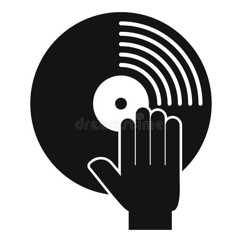 Dj Hand on Vinyl Disk Icon, Simple Style Stock Vector - Illustration of ...