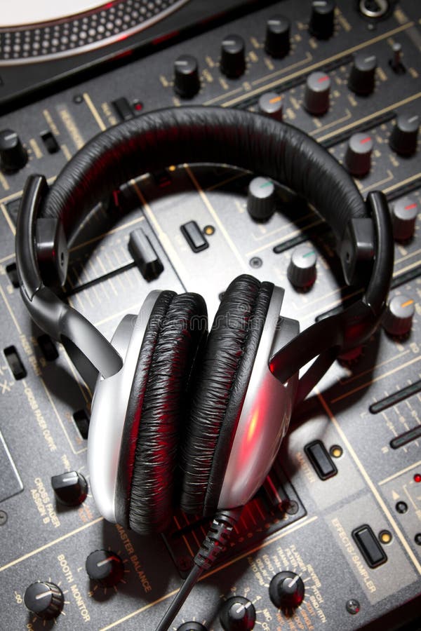 Dj headphones on mixer stock photo. Image of mixing, technology - 21060312