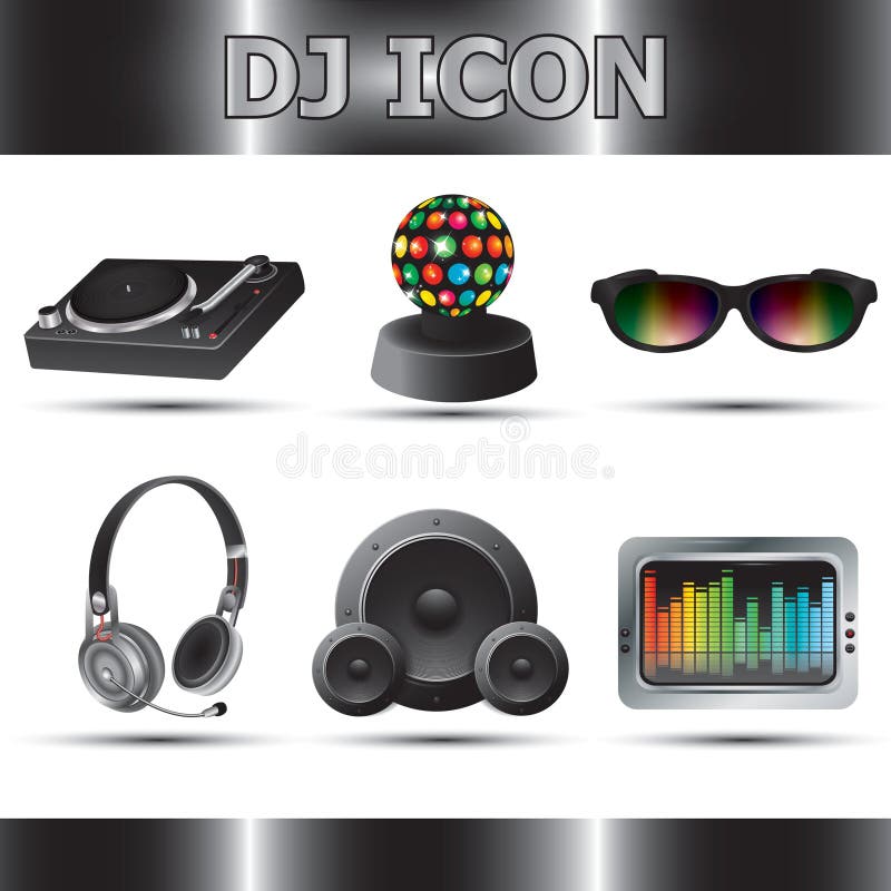 DJ Icon Set. Vector Illustration Decorative Background Design Stock ...