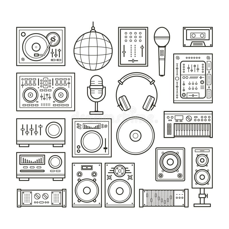 Dj Icon Set. Vector Illustration Decorative Design Stock Vector ...
