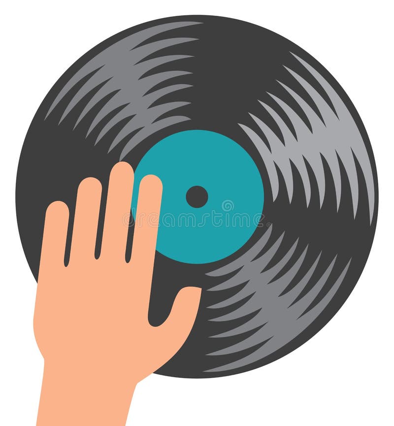 DJ Icon - Vinyl Disc and Hand Stock Illustration - Illustration of club ...