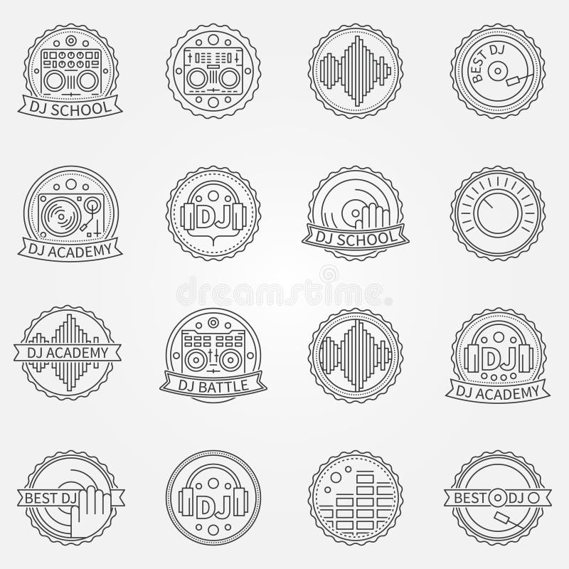 DJ labels or badges stock vector. Illustration of battle - 59723705