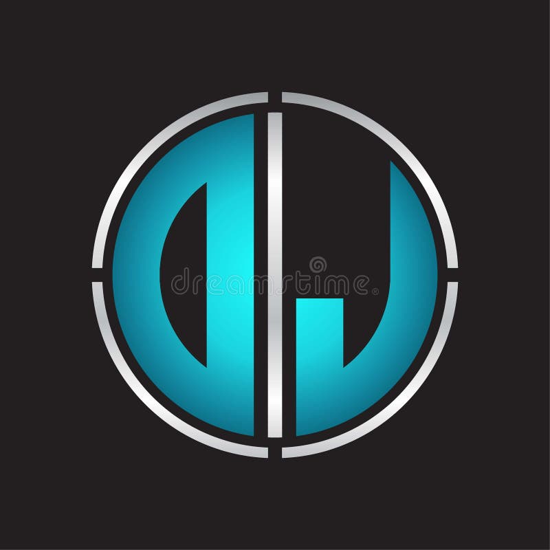 DJ Circle Shape Letter Logo Design Stock Vector - Illustration of gold ...