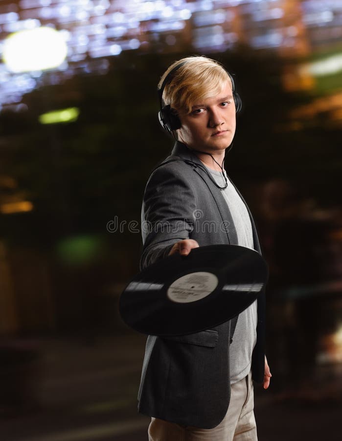 DJ man portrait stock image. Image of adult, listen, club - 42091895