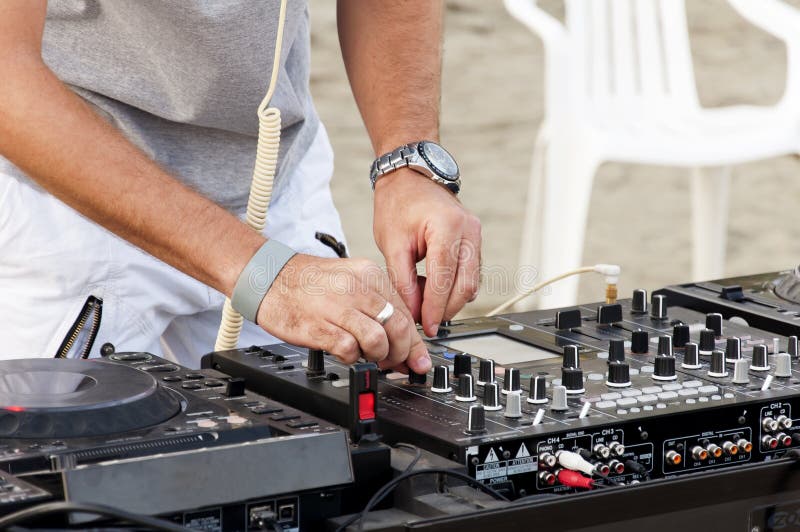 Dj Mix on beach stock image. Image of people, abstract - 42117399