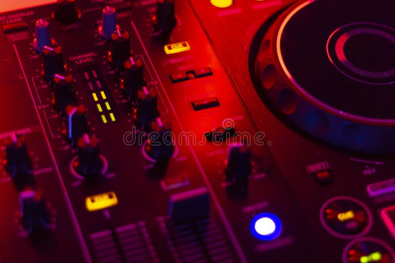 DJ Mix Studio Audio Tracks Mixing Buttons Pads Decks Mixing Console ...