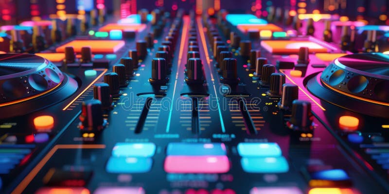 DJ Mixer Console Close-up. Created by Generative Artificial ...