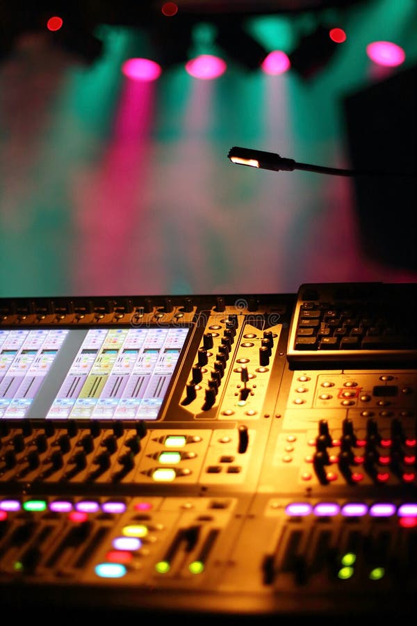 Dj Mixer Control Panel with Spotlght Background Stock Photo - Image of ...