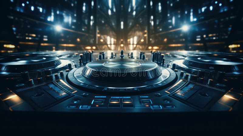 Dj Mixer Controller in a Nightclub. 3d Rendering Toned Image Stock ...