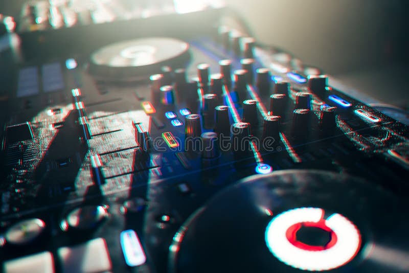 DJ Mixer Controller Panel for Playing Music and Partying Stock Photo ...