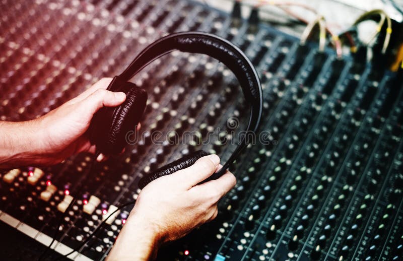 DJ is on a mixer station stock image. Image of audio - 99197941