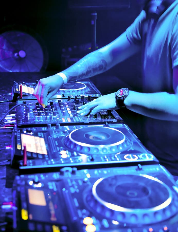 Dj playing the track stock photo. Image of male, electronics - 48489790