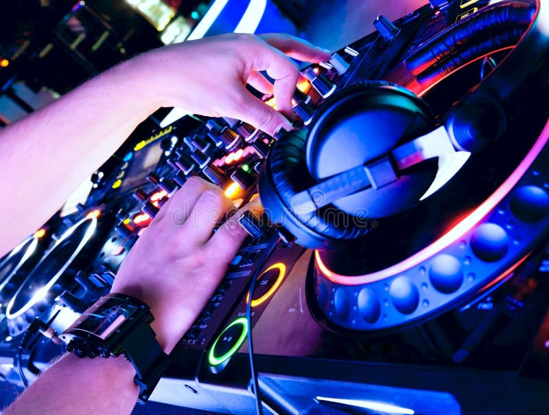 Dj mixes the track stock photo. Image of entertainment - 23031012
