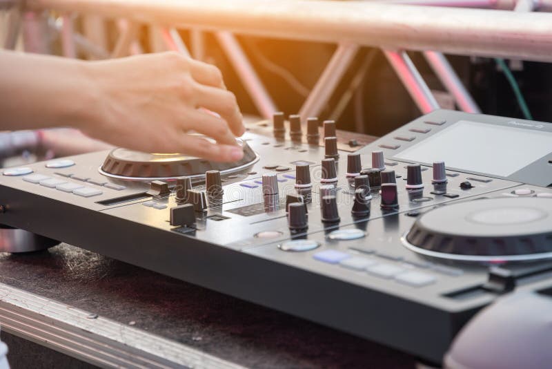 Dj Mixes the Track in Nightclub at Party Stock Photo - Image of ...