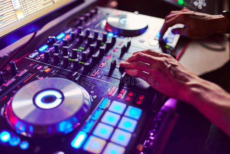 Dj Mixes the Track in the Nightclub at a Party Stock Photo - Image of ...