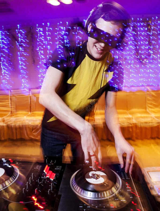 Dj playing the track stock photo. Image of male, electronics - 48489790