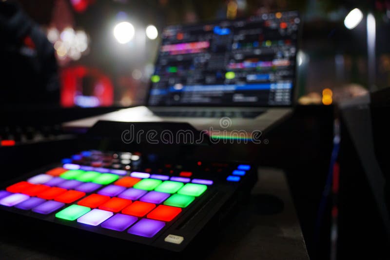 DJ Mixing Console on Stage at an Event Editorial Stock Image - Image of ...