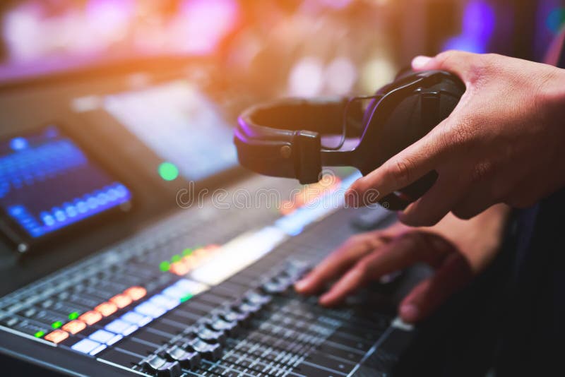 DJ Mixing Music on Stage, Concert Stock Photo - Image of crowd ...