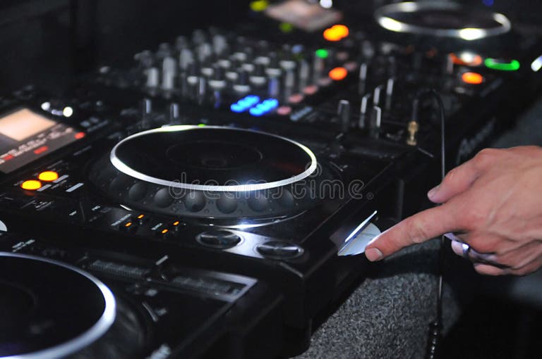 DJ Mixing Station and Turntable Stock Photo - Image of cable, mixer ...