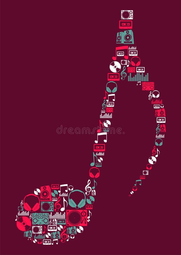Dj Music Icons Musical Note Stock Vector - Illustration of party ...