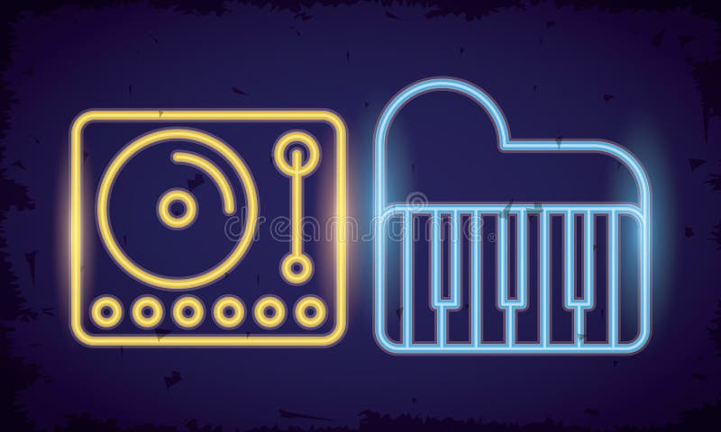 Dj Music Player Neon Lights Stock Vector - Illustration of bulbs ...