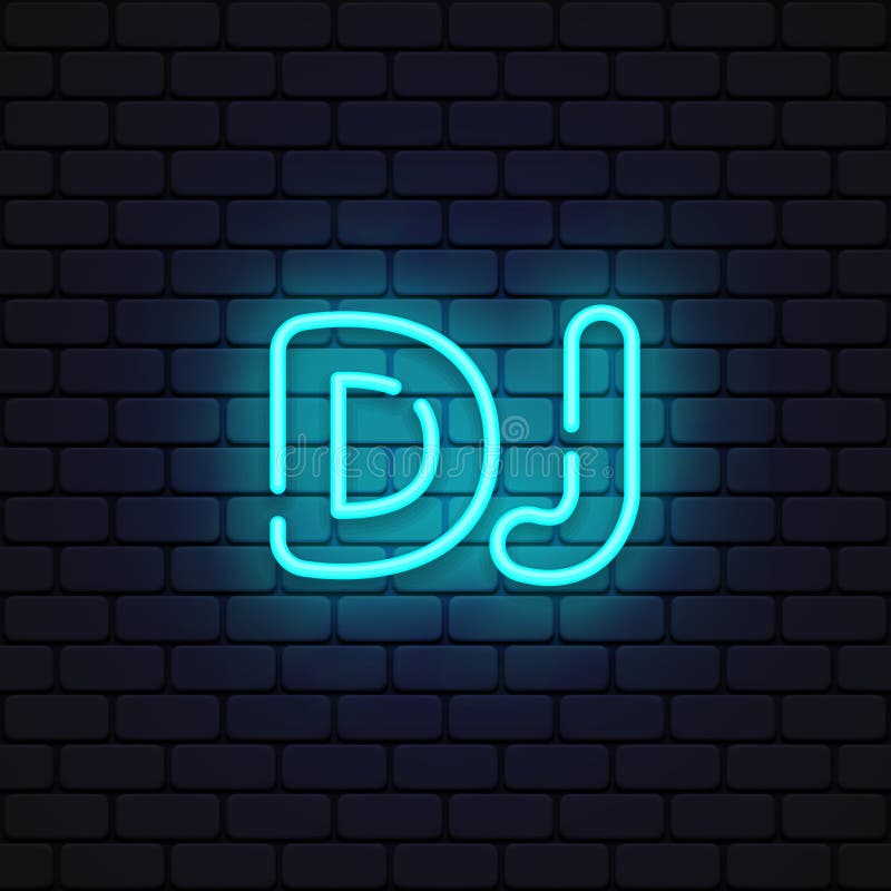 Dj Neon Icon on Light Background. Stock Vector - Illustration of ...
