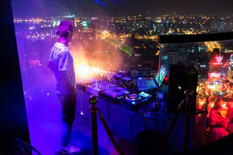 DJ - Party on Top of Building with Music Entertainment Editorial Stock ...