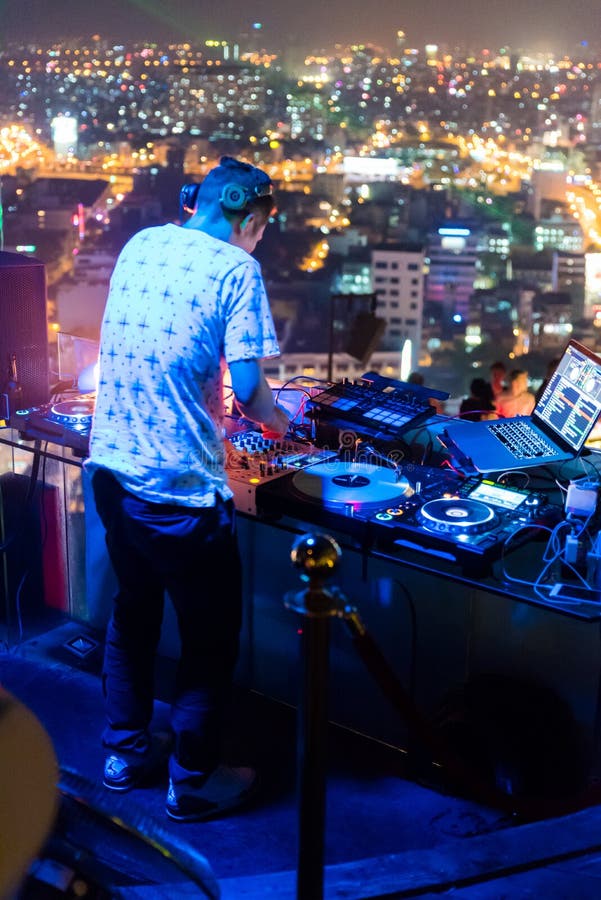 DJ - Party on Top of Building with Music Entertainment Editorial Image ...