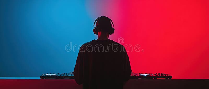 DJ Performing at a Party with Colorful Lighting and Energetic ...