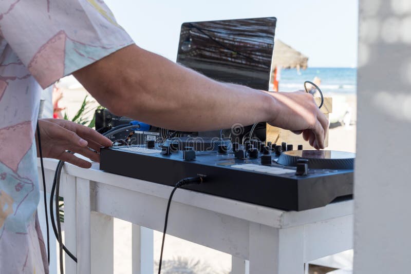Dj Playing Music on the Beach Stock Photo - Image of music, outside ...