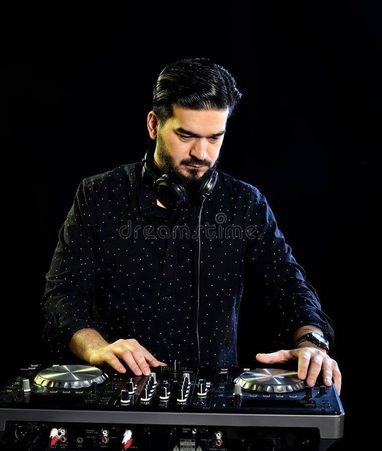 DJ playing music stock photo. Image of head, discotheque - 38682950