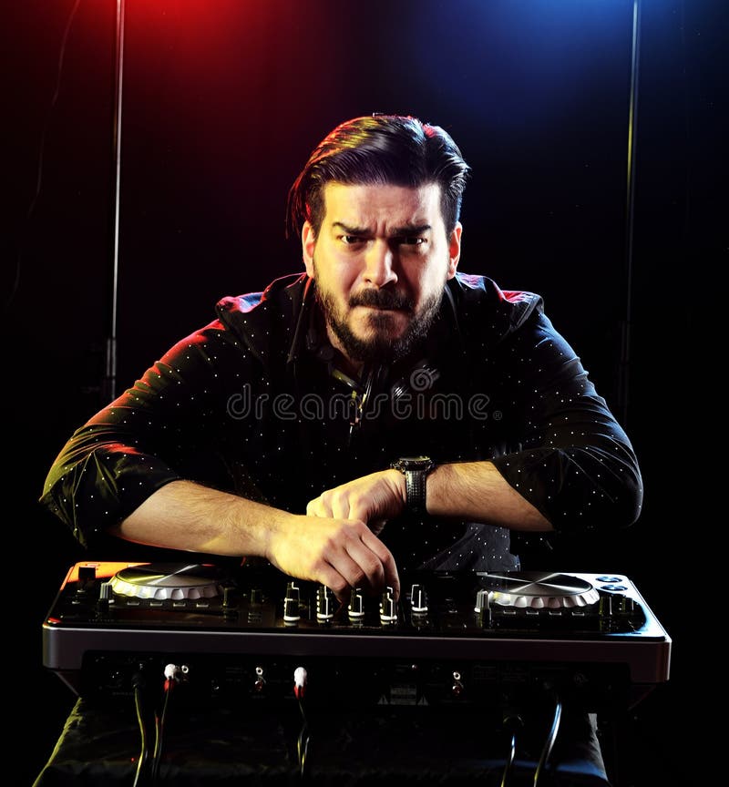 Young DJ In White Costume Holding Vinyl Record In Stock Image - Image ...