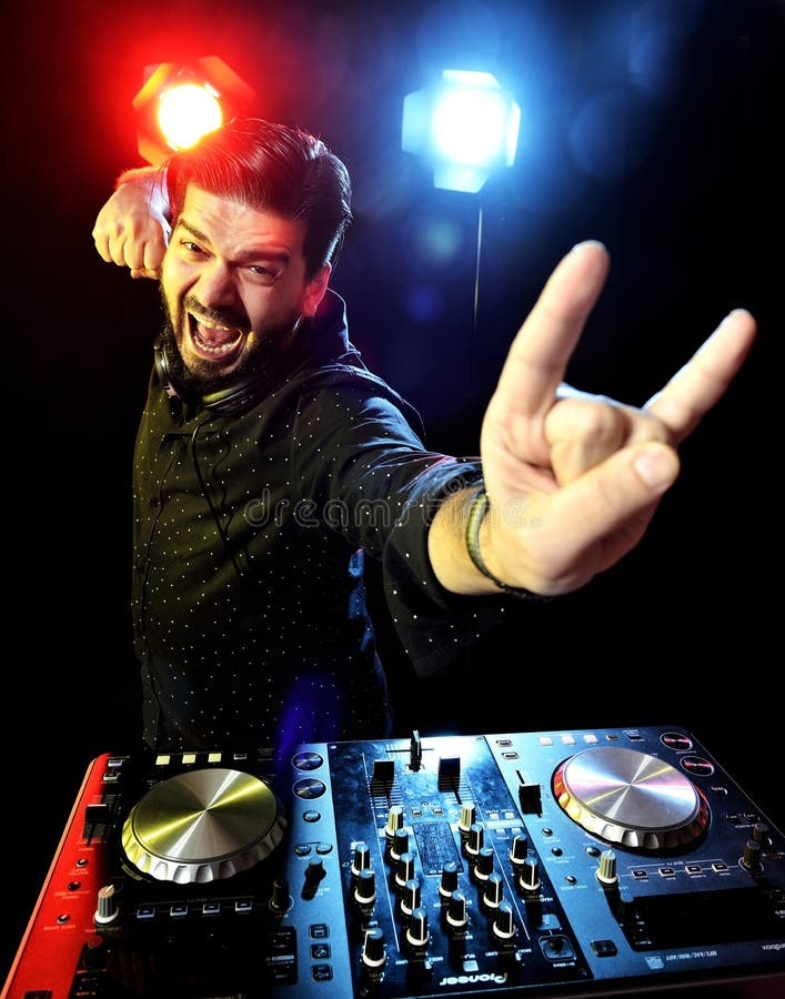 Young DJ in White Costume Holding Vinyl Record in Stock Image - Image ...