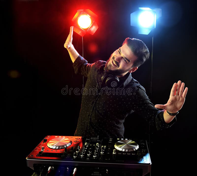 Cool DJ playing music stock image. Image of explosion - 39409675