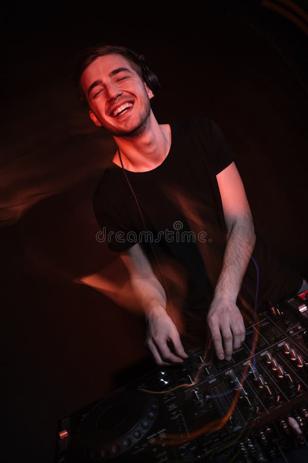 Dj Playing Music and Having Fun Stock Photo - Image of music, disc ...
