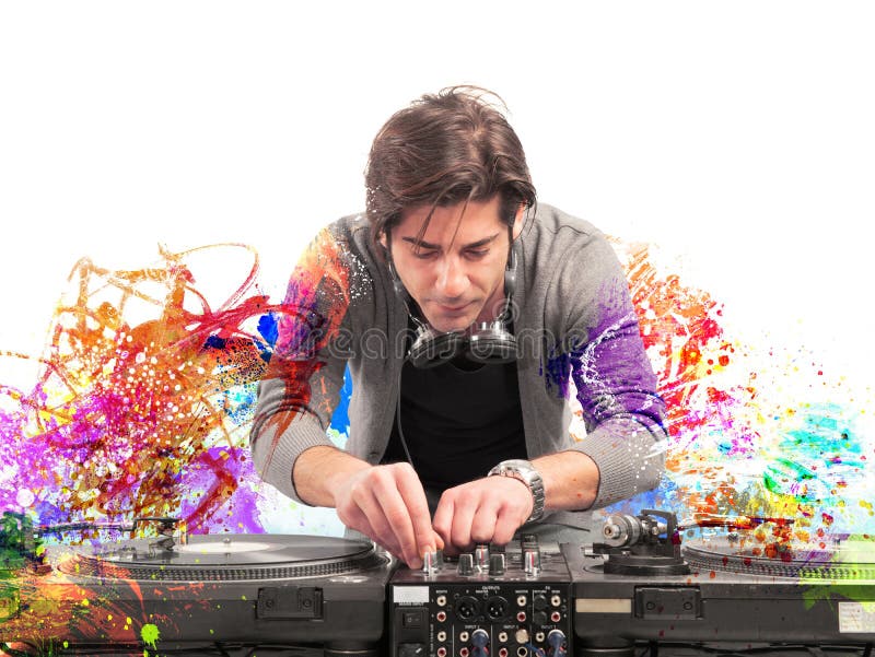 Cool DJ playing music stock photo. Image of effect, control - 40152508