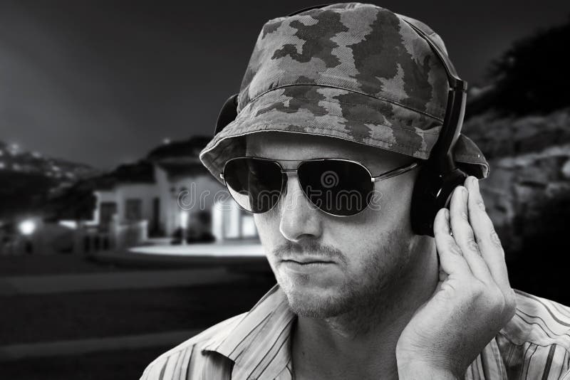 DJ playing outside stock image. Image of outside, lights - 5864831