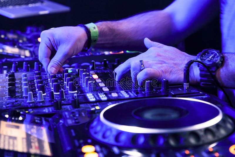 Dj playing the track stock image. Image of disco, mixer - 40122215