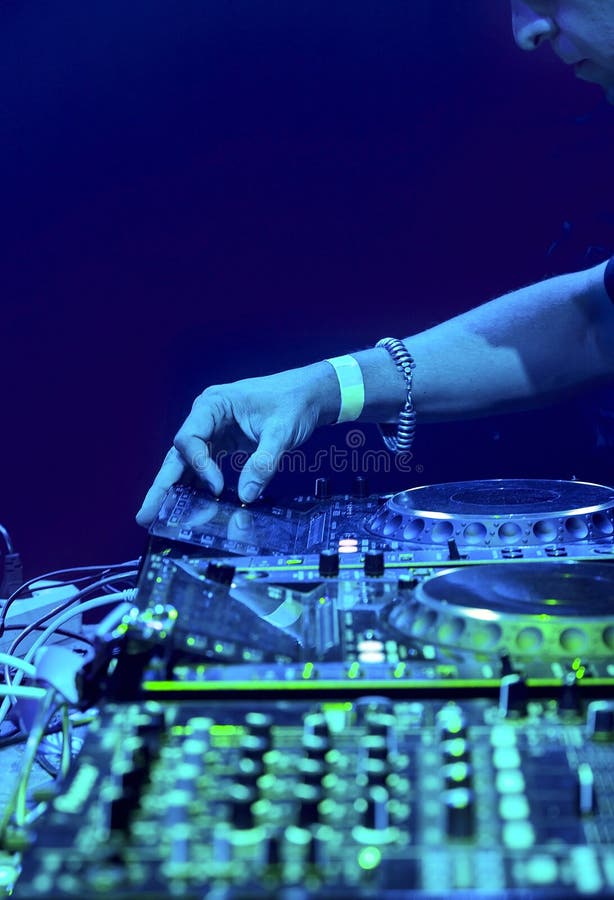 Dj playing the track stock photo. Image of mixing, discotheque - 41055728
