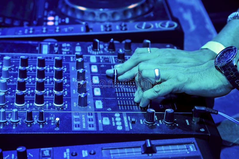 Dj playing the track stock photo. Image of hands, control - 48489872