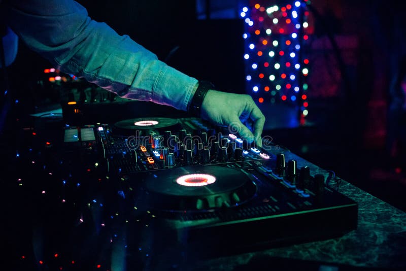 DJ Plays Electronic Music in a Nightclub at a Party Stock Image - Image ...