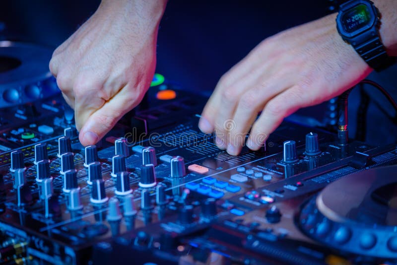 DJ Plays Mix on Controller at a Disco Stock Image - Image of jockey ...